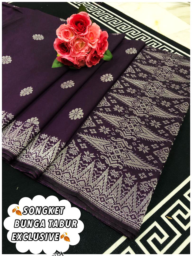 Songket Tenun Asli – KP03 – Dark Purple – Seri Cotton