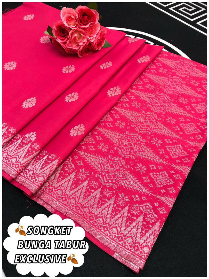 Songket Tenun Asli – KP06 – Hot Pink – Seri Cotton